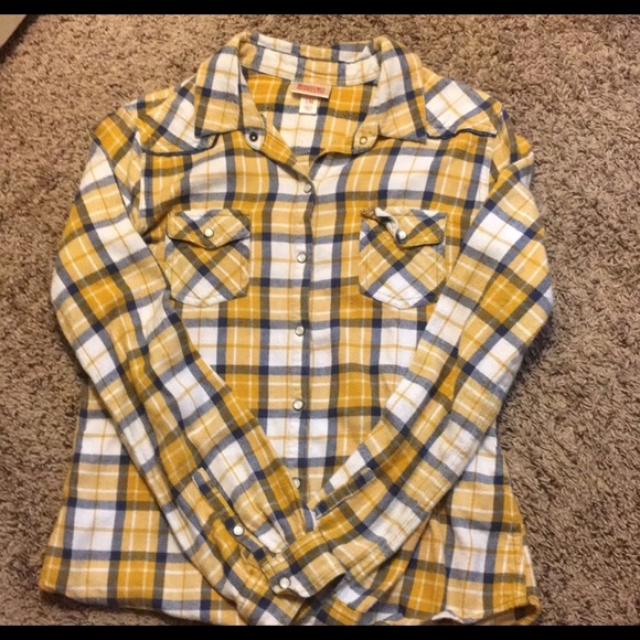 Tops | Yellow Plaid Flannel Shirt | Poshmark